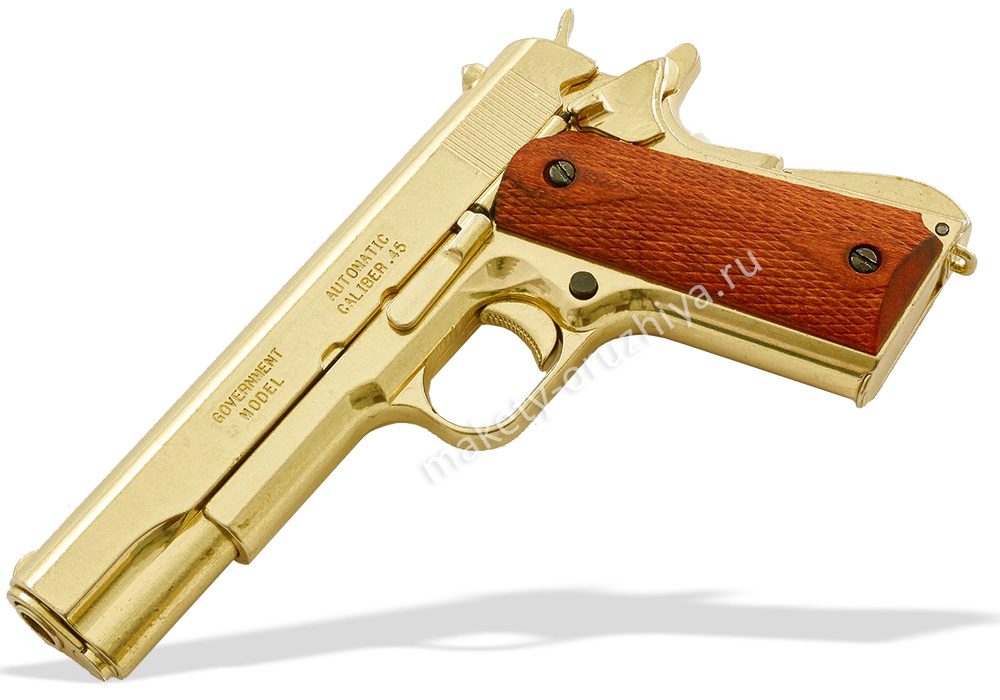 Золотой пистолет Кольт м1911а1 наградной купить в Москве DE-5312