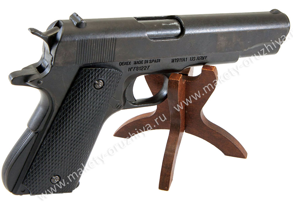 Пистолет Кольт м1911а1 макет черного цвета с пластиковыми накладками ...